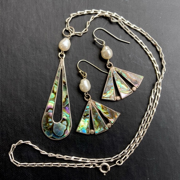 Vintage | Jewelry | Vintage Taxco Mexico Sterling Natural Pearl Abalone ...